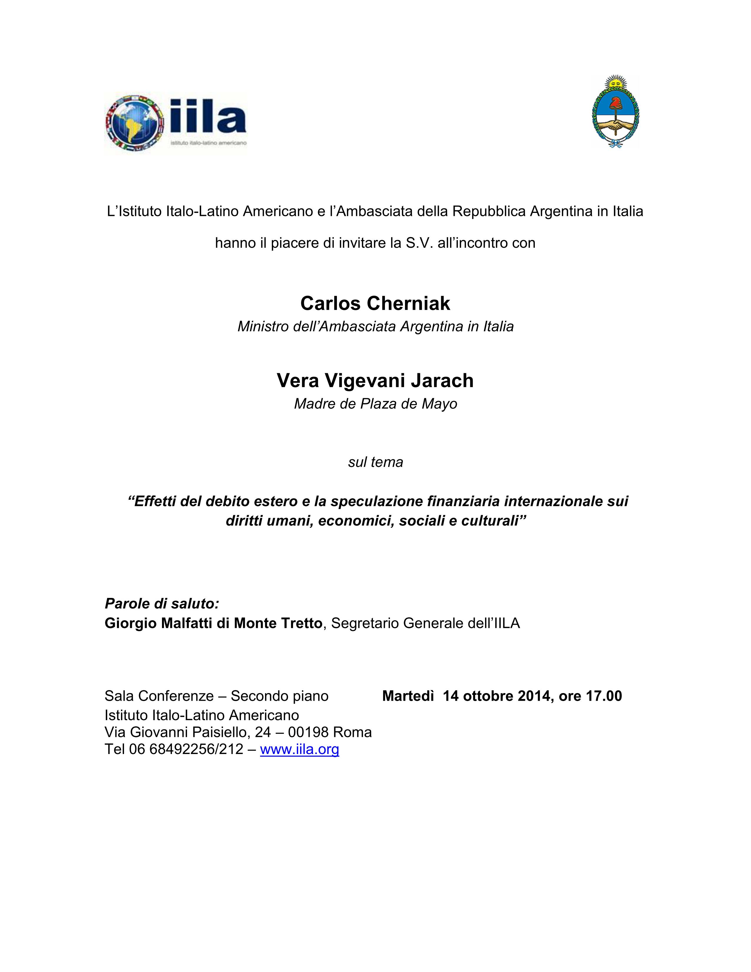 Encuentro con Carlos Cherniak y Vera Vigevani Jarach sobre el tema ...